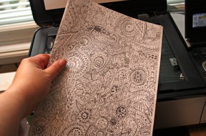 Copying a Pattern on Hand Decorated Paper - Peony and Parakeet