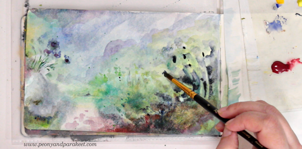 Moleskine Watercolor Notebook as a Watercolor Diary - Peony and Parakeet